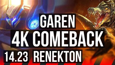 Garen Vs Renekton Top Rank 5 Garen 615 4k Comeback Kr