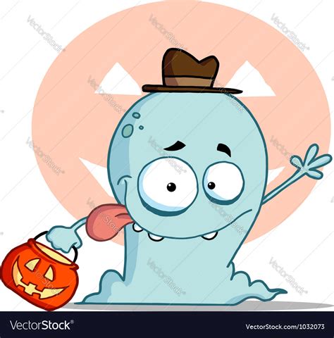 Blue Halloween Ghost Waving Royalty Free Vector Image