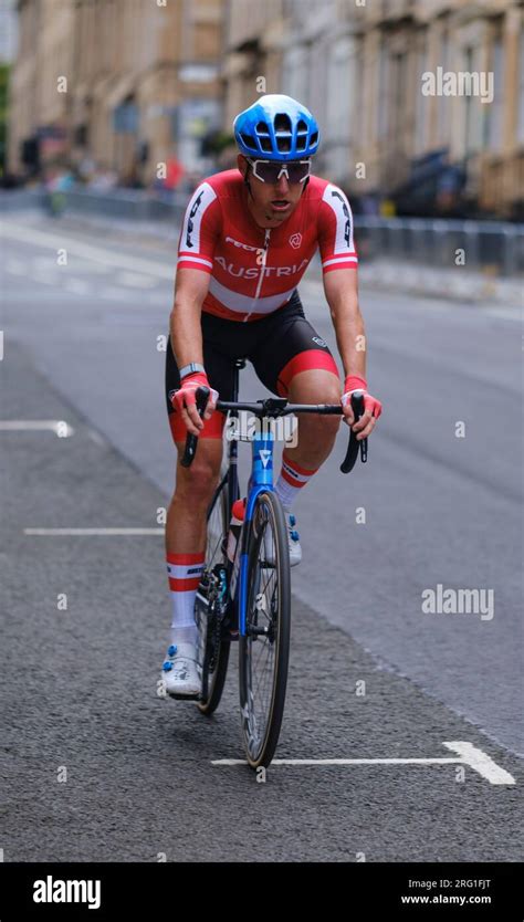 Glasgow Scotland Uk August 6 2023 Austrian Cyclist Taking Part In