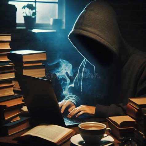 Hacker Working On Computer Back View Of Unrecognizable Man Sitting In Front Of Monitor Screen