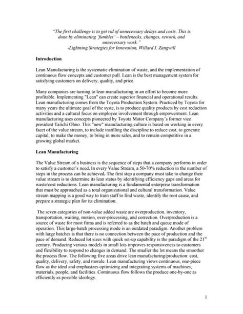 Basics Of Lean Manufacturing Pptx