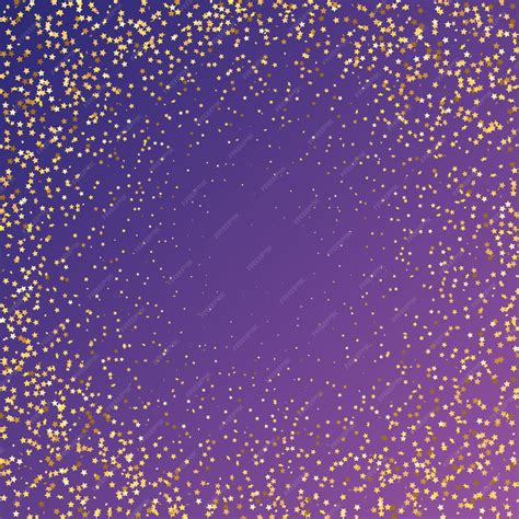 네온 퍼플 배경에 스타 스팽글 색종이 격리 된 평면 생일 카드입니다 골든 스타 배너 크리스마스 파티 프레임 벡터 골드