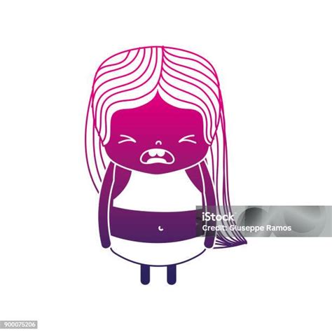 Siluet Gadis Wth Rambut Panjang Dan Wajah Kasihan Ilustrasi Stok