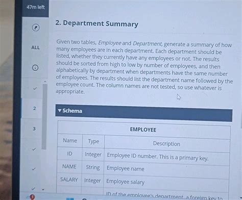 47 M Left 2 Department Summary Given Two StudyX