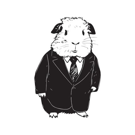 Cochon Dinde Portant Costume Vintage Logo Ligne Art Concept Noir Et