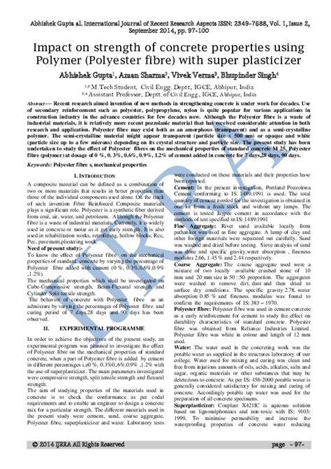 Pdf Impact On Strength Of Concrete Properties Using Polymer