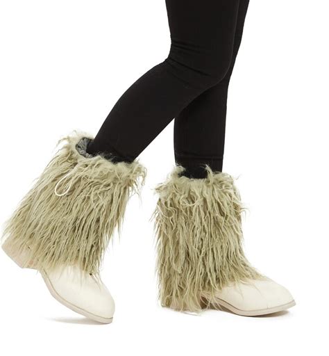 Fur Story Faux Fur Leg Warmers Furry Faux Fur Winter Leggings Boot