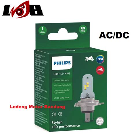 Jual Philip Ultinon 1000 Moto LED HS1 H4 AC DC 12V Lampu Motor Kota