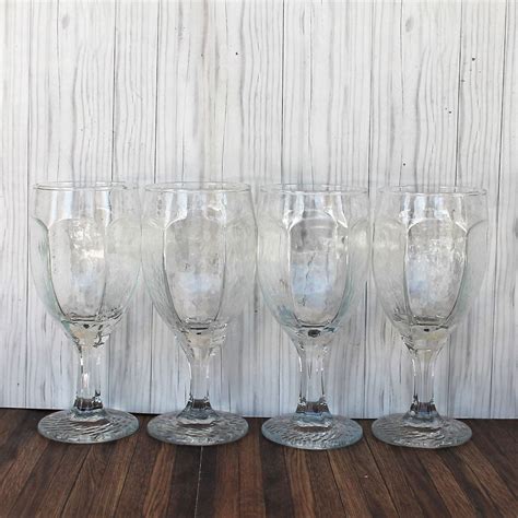 Vintage Libbey Chivalry Clear Wine Glasses Set Of 4 Or Set Of 6 Flat