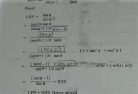 Proof LHS Tan Sec 1 Tan Sec 1 Tan Tan Tan2 Sec 1 Tan Sec2