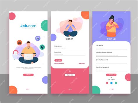 Premium Vector Set Of Ui Ux Gui Screens Job Recruitment App Including Create Account