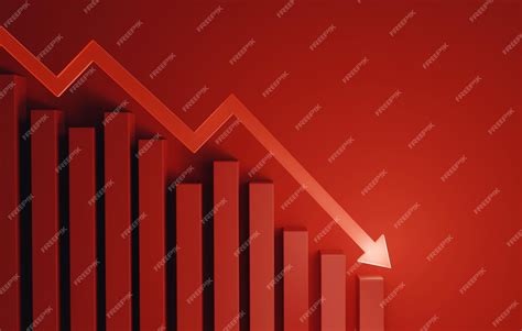 Premium Photo Red Arrow Pointing Down With Declining Bar Graph On Red