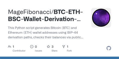 GitHub MageFibonacci BTC ETH BSC Wallet Derivation And Balance