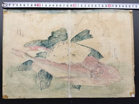 Yahoo オークション 【真作】本物浮世絵木版画 初代 歌川広重「魚づ
