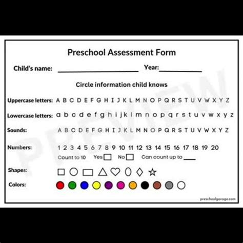 Pre K Assessment Forms Prekinders Preschool Activities Worksheets