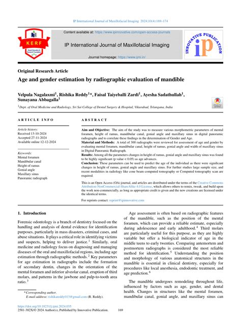 Pdf Age And Gender Estimation By Radiographic Evaluation Of Mandible