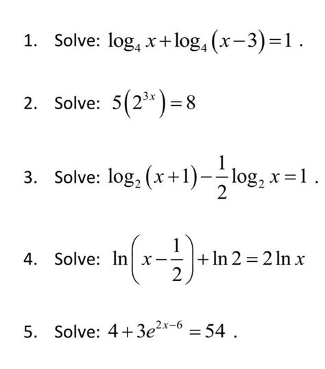 Solved Log4xlog4x−31523x8log2x1−21log2x1lnx−21