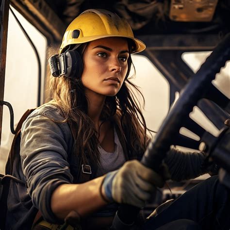 Female Driver Of Heavy Construction Equipment Premium Ai Generated Image