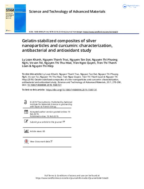 Pdf Gelatin Stabilized Composites Of Silver Nanoparticles And