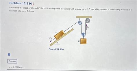 Solved Determine The Speed Of Block B If Block A Is Sliding Chegg