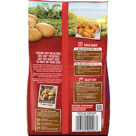 Ore Ida Mini Tater Tots Seasoned Shredded Potatoes 28 Oz Bag Frozen