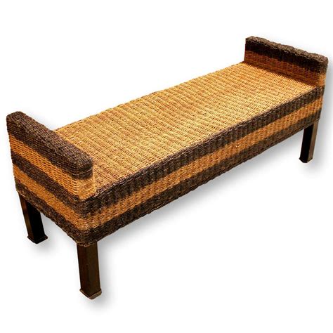 Woven Seagrass Bench Upscale Consignment