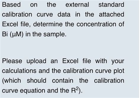 SOLVED Based On The External Standard Calibration Curve Data In The