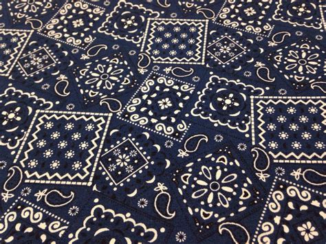 Navy Blue Bandana Print Cotton Fabric By Keaglessewingshop On Etsy
