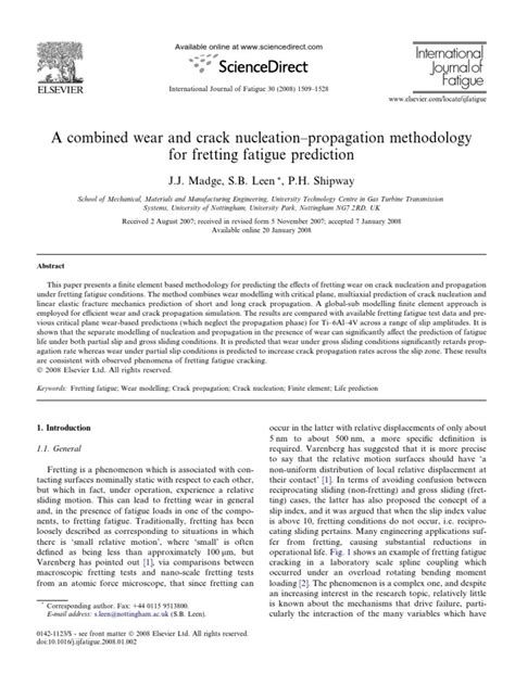 A Combined Wear And Crack Nucleation Propagation Methodology For Fretting Fatigue Prediction