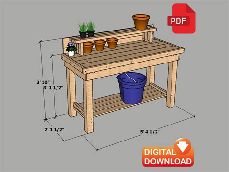 Potting Bench Digital Plan Outdoor Potting Bench Build Plan Garden
