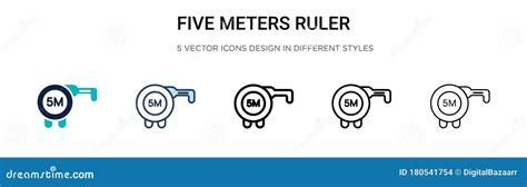 Five Meters Ruler Icon In Filled Thin Line Outline And Stroke Style
