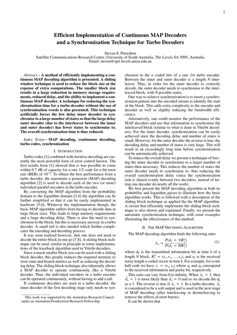 Pdf Efficient Implementation Of Continuous Map Decoders And A Synchronisation Technique For
