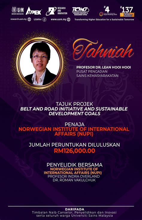 Tahniah Prof Dr Lean Hooi Hooi