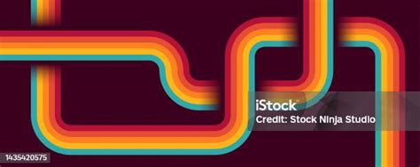 빈티지 레트로 70 년대 화려한 배경 벡터 디자인 줄무늬 기하학적 포스터 레인보우 스타일 0명에 대한 스톡 벡터 아트 및 기타