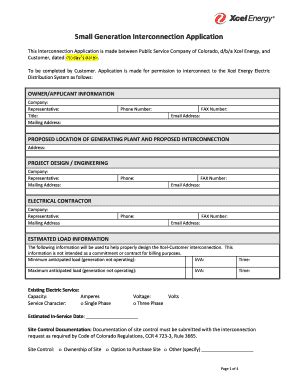 Fillable Online Small Generation Interconnection Application Fax Email Print PdfFiller