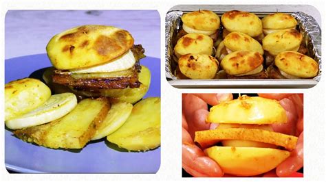 Кораблики печена картопля в духовці з салом та цибулею в духовці Запечена картошка на вогні