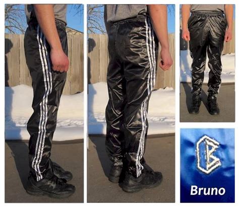 Bruno Shiny Black Nylon Wet Look Wind Trackpantsbottomtracksuits Cal