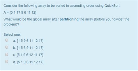 solved consider the following array to be sorted in