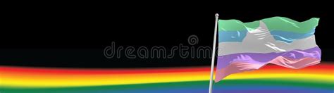 Flag Of Altersex Pride Waving In The Wind At Cloudy Sky Freedom Stock