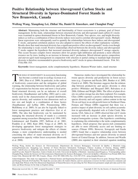 Pdf Positive Relationship Between Aboveground Carbon Stocks And