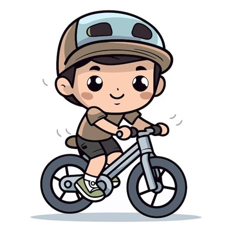 Мальчик едет на велосипеде мальчика на велосипеде Премиум векторы