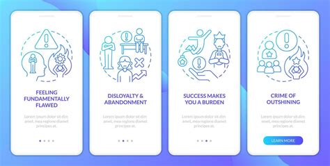Hidden Personal Limitations Blue Gradient Onboarding Mobile App Screen Walkthrough 4 Steps