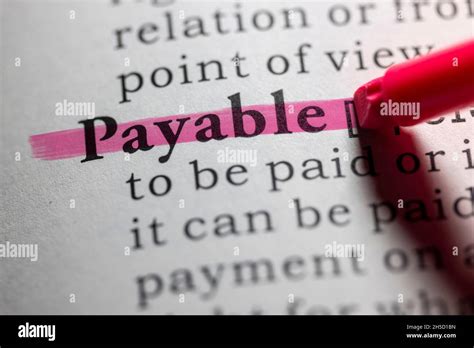 Fake Dictionary Word Dictionary Definition Of Payable Stock Photo Alamy