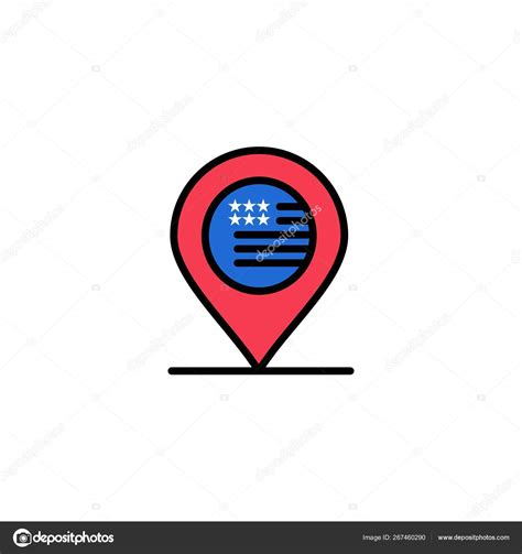 American Location Map Sign Business Logo Template Flat Color Stock