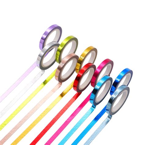 10 Rolls Foil Washi Tape Set 5mm X 5m Thin Metallic Foil Washi Tapes