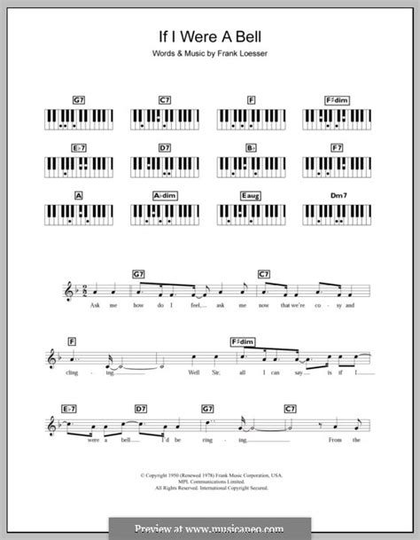If I Were A Bell By F Loesser Sheet Music On Musicaneo