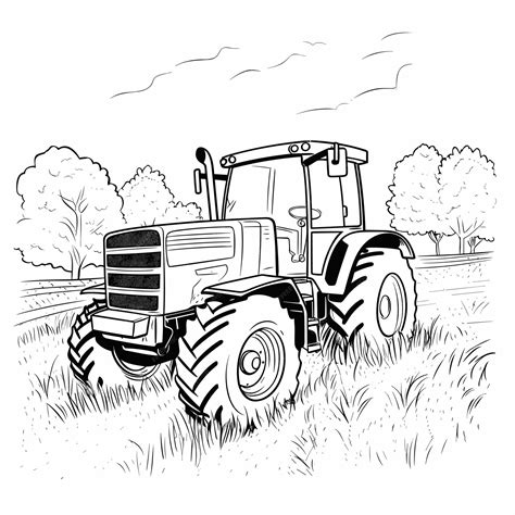 Kleurplaat Leuke Cartoon Tractor Boerderij Tractor Zwart Wit Kleurplaat
