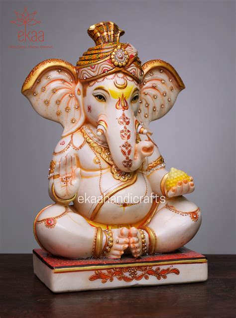 Lord Ganesha Idol In Marble Ekaa Handicrafts