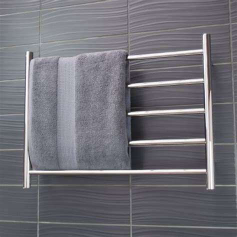 Radiant Heated Towel Rails Mirror Finish Round Bar 750mm Thrifty
