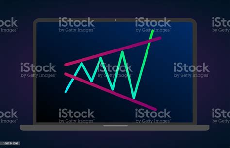 강세 확장 삼각형 패턴 그림 기술 노트북 분석 벡터 주식 및 암호 화폐 교환 그래프 외환 분석 및 거래 시장 차트 평면 벡터 아이콘 0명에 대한 스톡 벡터 아트 및 기타